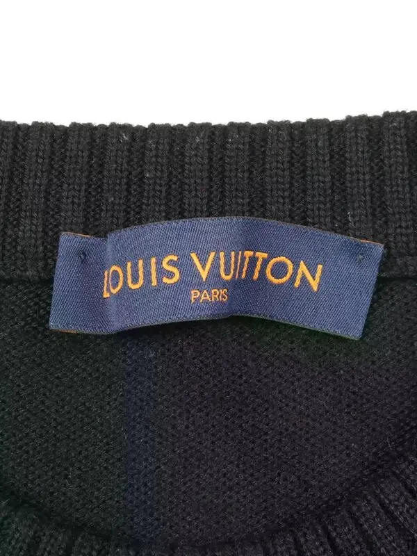 LOUIS VUITTON Lvv" Chevron Patterned Knit Sweater