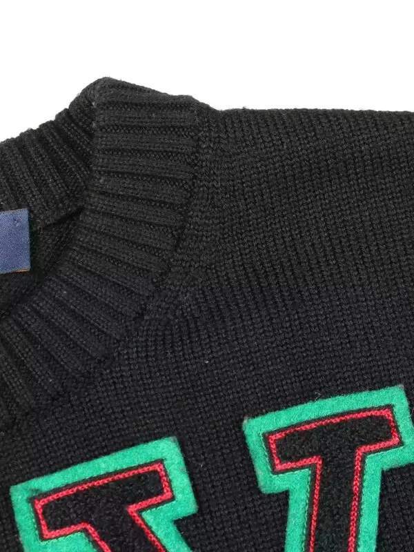 LOUIS VUITTON Lvv" Chevron Patterned Knit Sweater