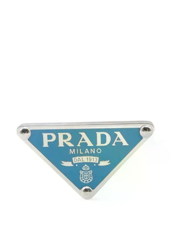 Prada Logo Earrings - Silver
