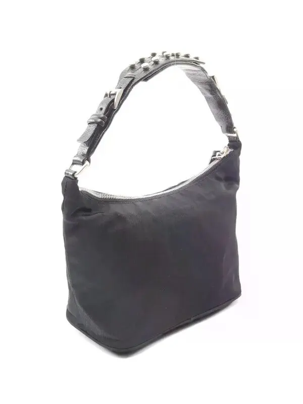 Prada Triangle Logo Studded Shoulder Bag