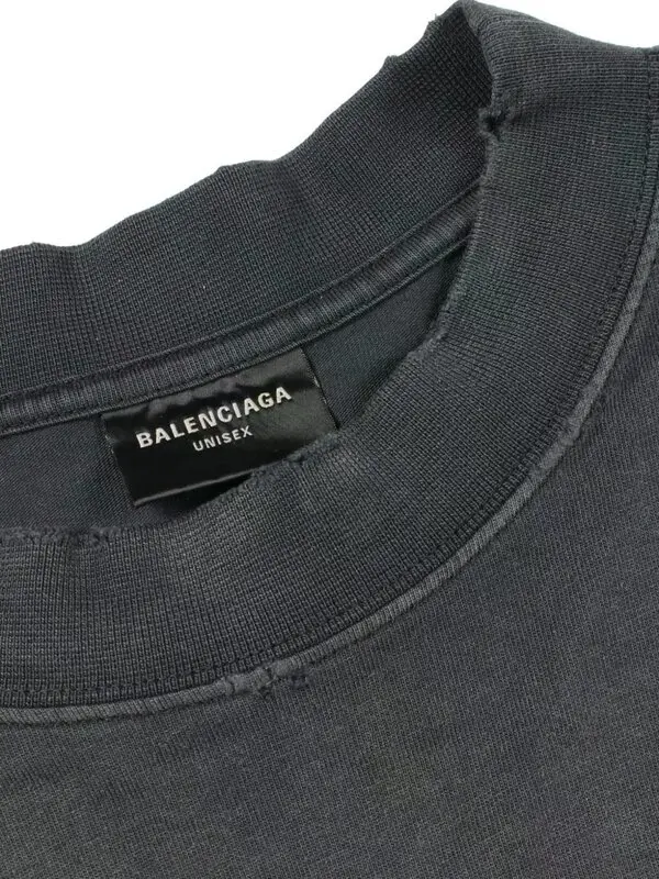 Balenciaga Distressed Logo Print T-shirt - Black