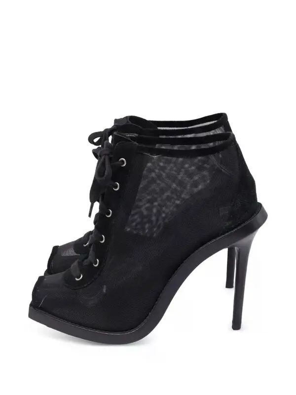 Versace Suede Mesh Lace-up Stiletto Sandals