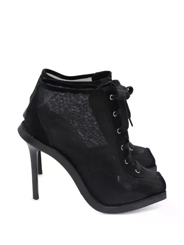 Versace Suede Mesh Lace-up Stiletto Sandals