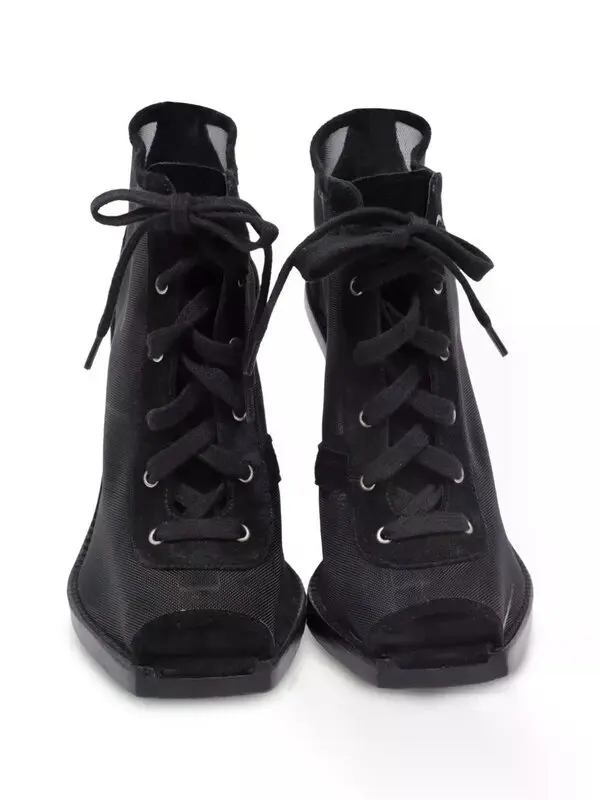Versace Suede Mesh Lace-up Stiletto Sandals