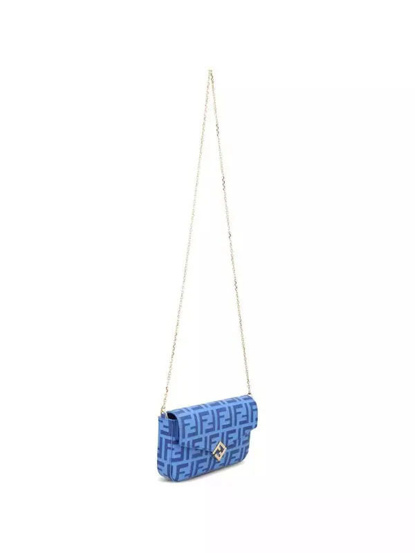 Fendi Ff Diamonds Embossed Chain Wallet - Blue