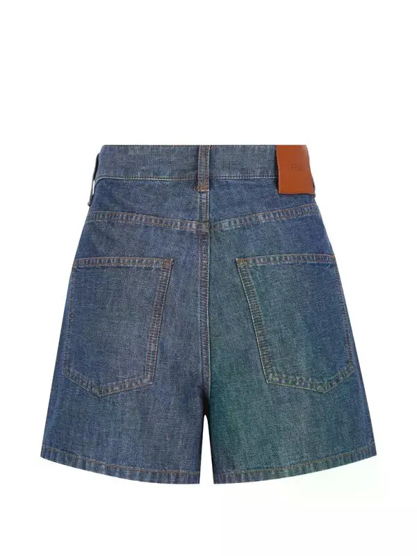 Fendi Logo Patch Denim Shorts - Blue