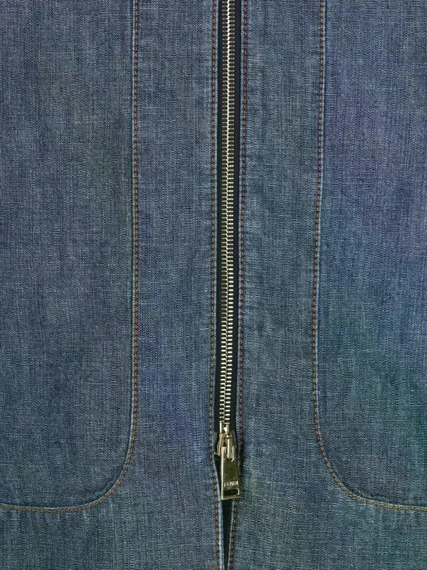 Fendi Zip-fastening Denim Skirt With Leather Detail