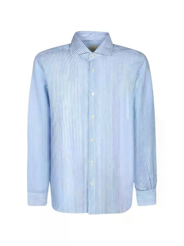 120% Lino Vertical-stripe Long-sleeve Shirt