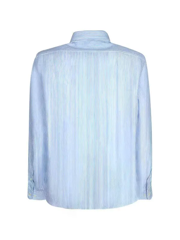 120% Lino Vertical-stripe Long-sleeve Shirt