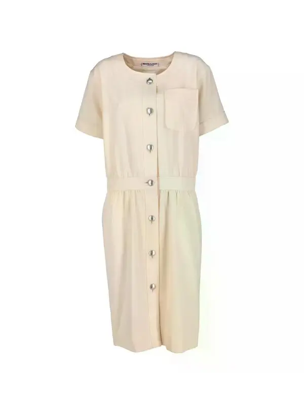 Saint Laurent White Round Neck Short Sleeve Dress