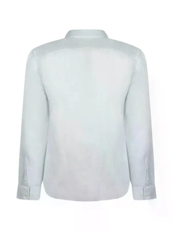 120% Lino Button-fastening Curved-hem Shirt - Blue