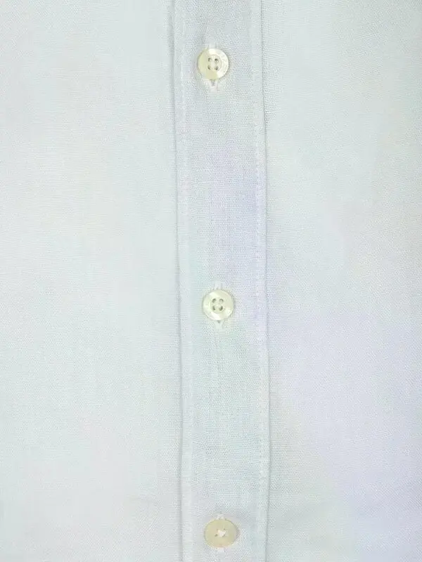120% Lino Button-fastening Curved-hem Shirt - Blue
