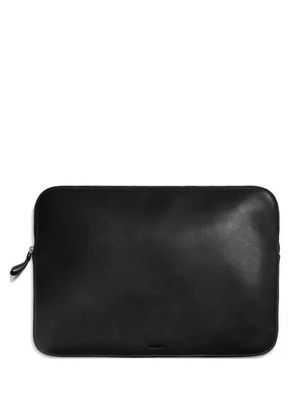 Shinola Debossed Logo Leather Laptop Bag - Black