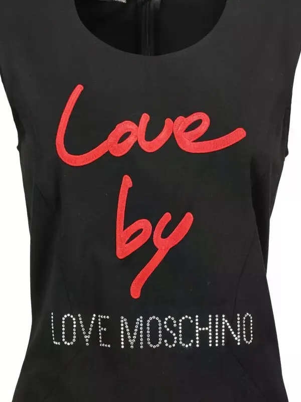 Moschino Embroidered Sleeveless Dress With Swarovski Crystal Embellishment
