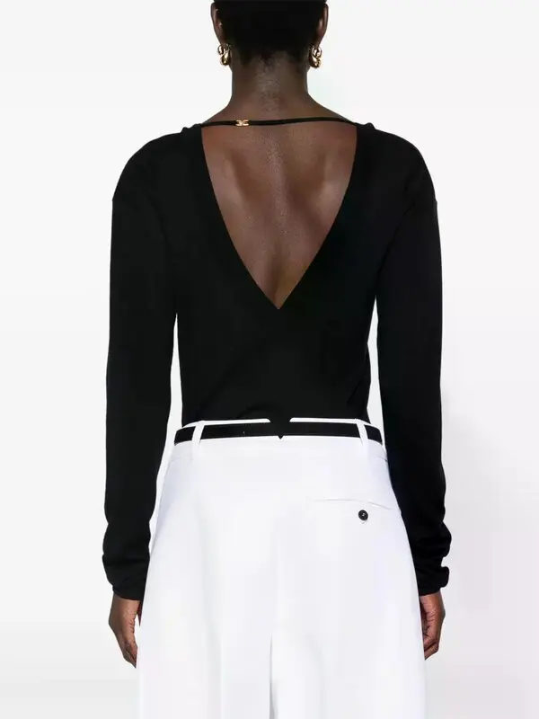Saint Laurent V-neck Long Sleeve Bodysuit - Black