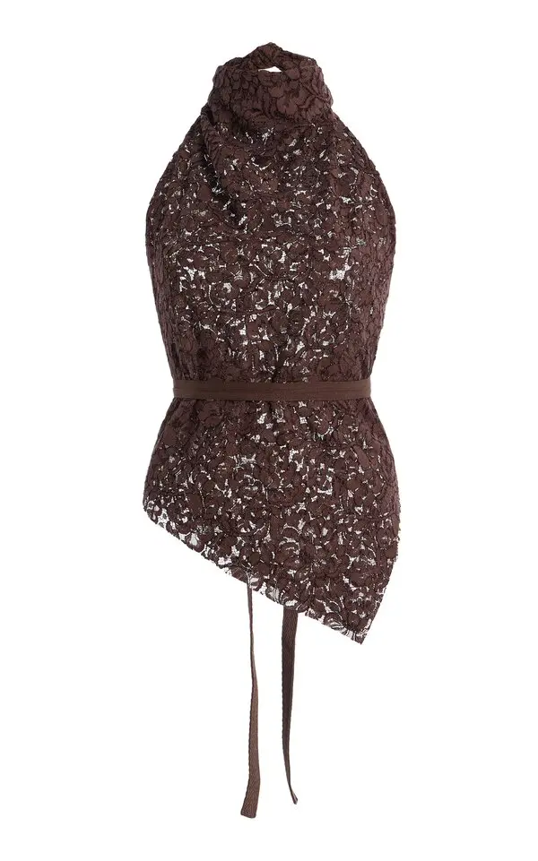 TAE PARK Lace Cowl Neck Top