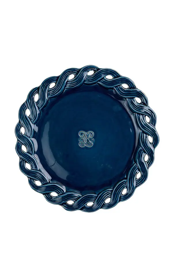 Tresse Deep Navy Braid Dinner Plate - Blue