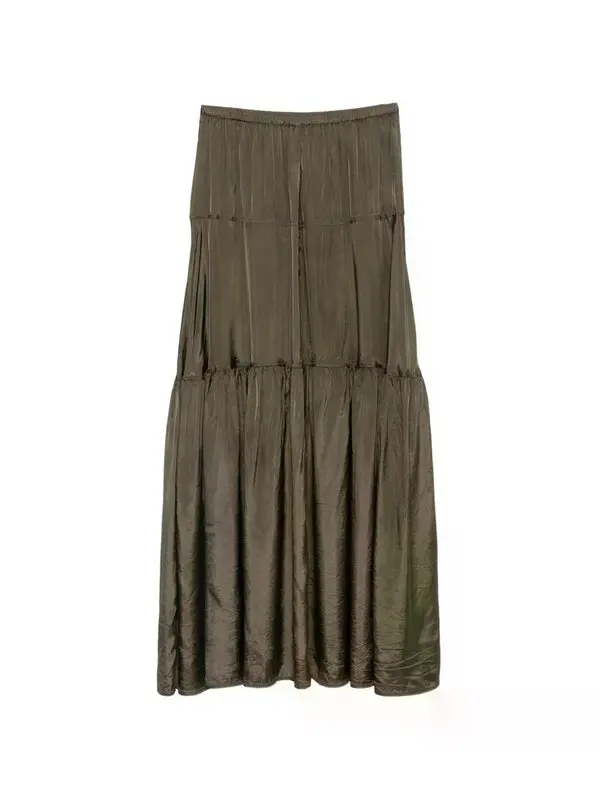 Aspesi Tiered Crinkled-finish Maxi Skirt - Green
