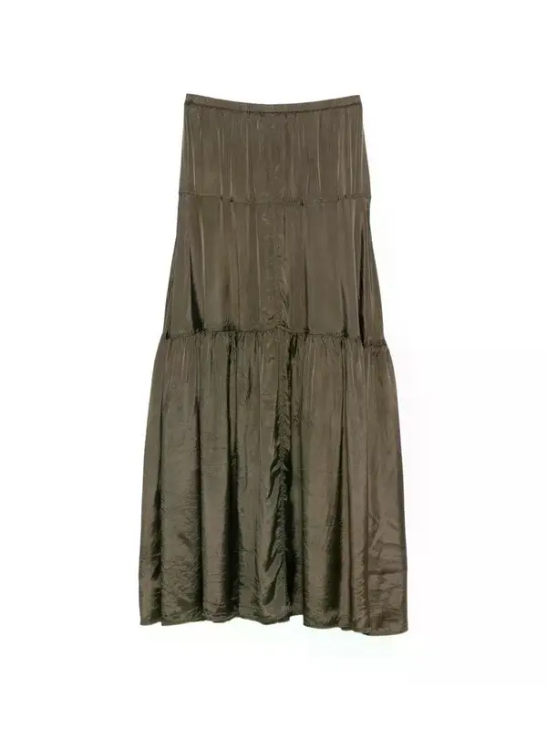 Aspesi Tiered Crinkled-finish Maxi Skirt - Green