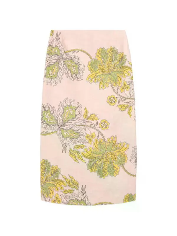 La DoubleJ Rustic Cotton Pencil Skirt - Pink