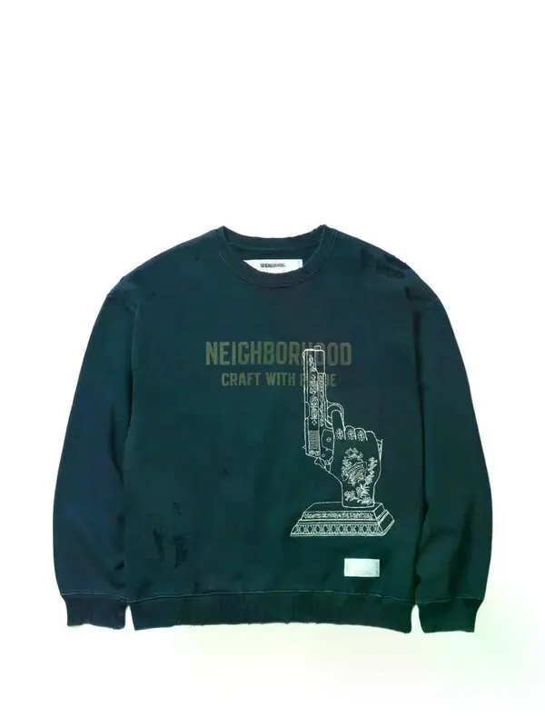 NEIGHBORHOOD Distressed Graphic Print Sweatshirt