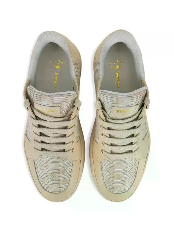 GIUSEPPE ZANOTTI Biarritz Monogram Print Lace-up Sneakers - Neutrals