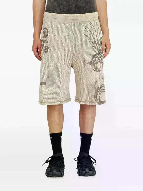 DIESEL® Mesh Cotton Sweatshorts With All-over Graphic Prints