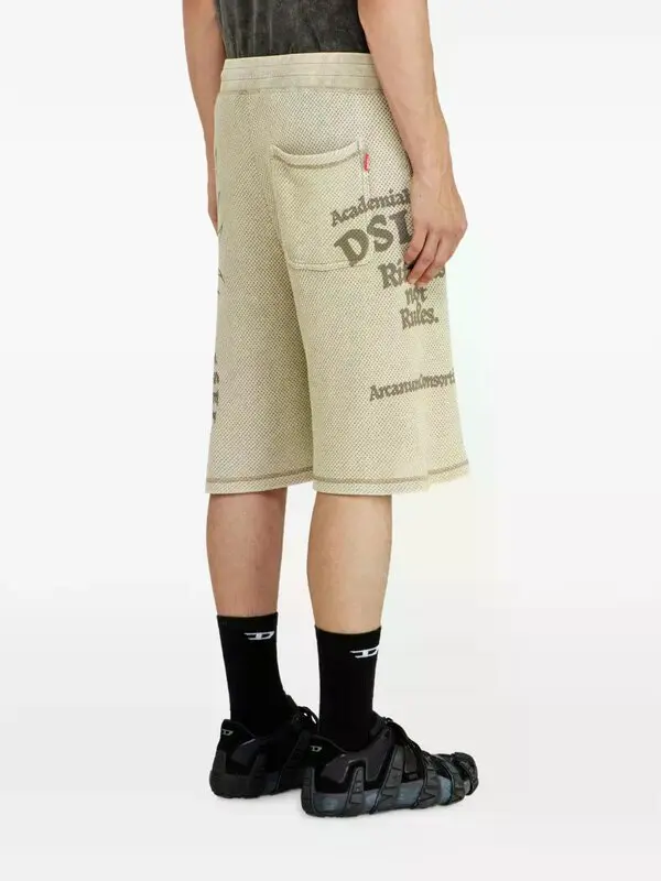 DIESEL® Mesh Cotton Sweatshorts With All-over Graphic Prints