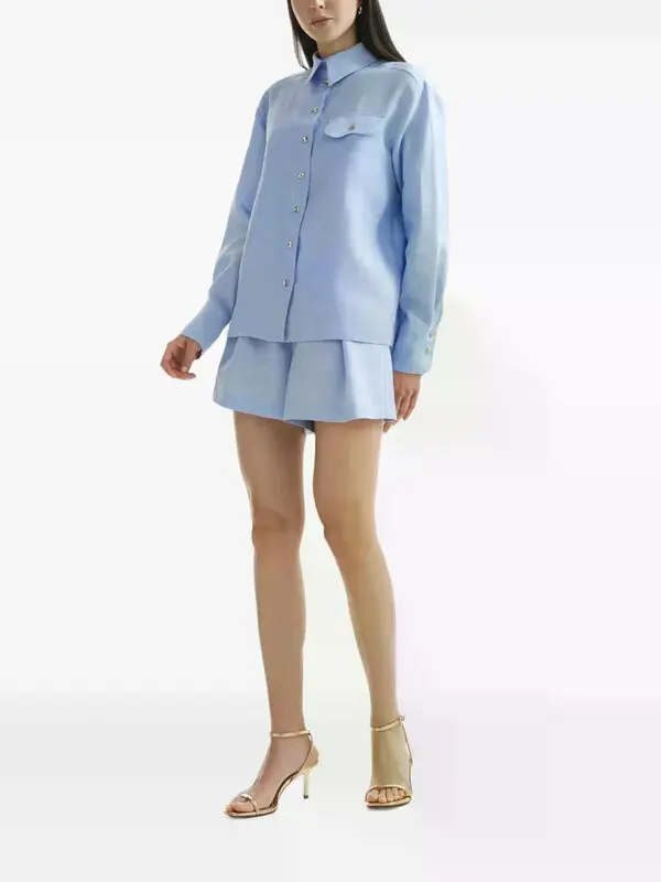 MIA PECULIAR Long Sleeve Button-up Shirt With Chest Pocket
