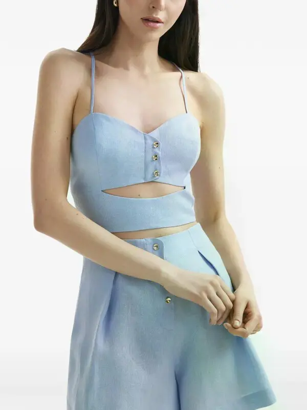 MIA PECULIAR Button Detail Top With Cut-out