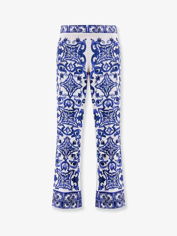 Dolce & Gabbana Silk Trousers With Majolica Print