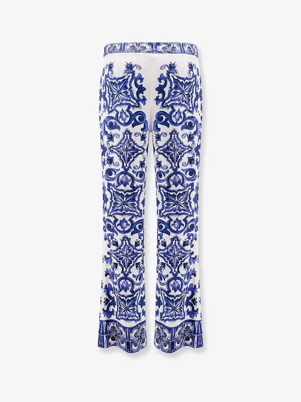 Dolce & Gabbana Silk Trousers With Majolica Print