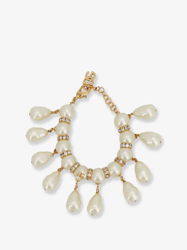 Dolce & Gabbana Gold Tone Bracelet With Dg Logo Pendant - Multicolor