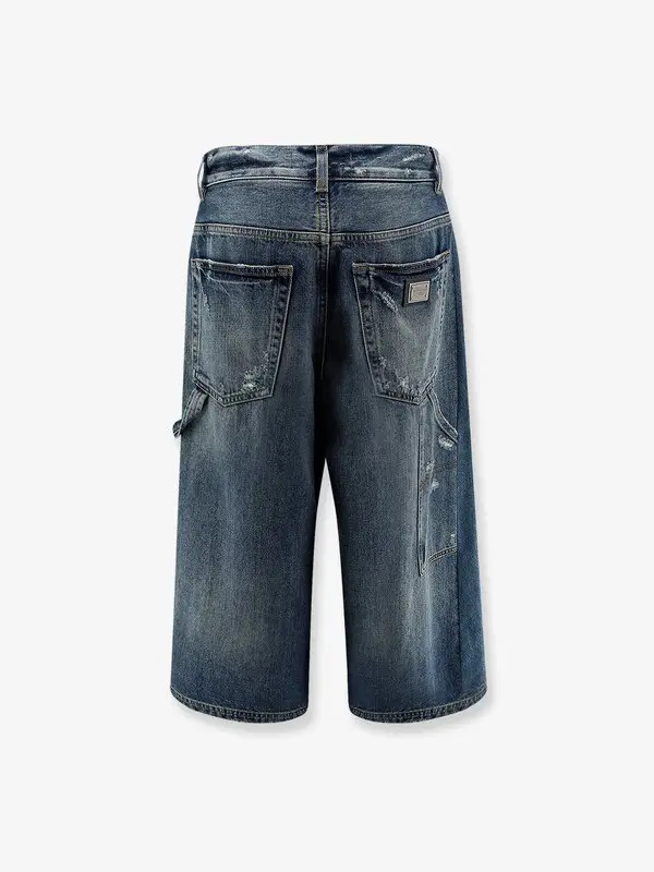 Dolce & Gabbana Wide Leg Denim Bermuda Shorts