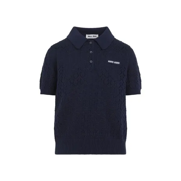 Miu Miu Cotton Lace-effect Knit Polo