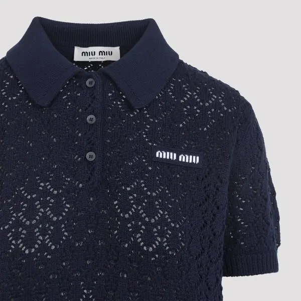 Miu Miu Cotton Lace-effect Knit Polo