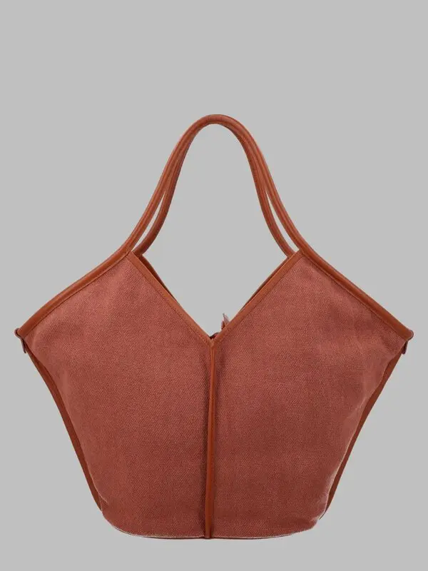 Hereu Recycled Linen And Calf Leather Tote - Brown