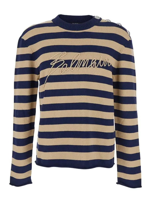 Balmain Wool Striped Crewneck Sweater - Multicolor