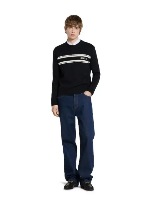Gucci Black Wool Sweater With Logo Lettering