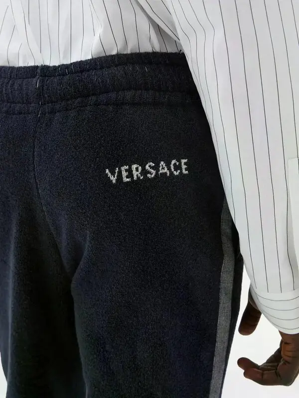 Versace Cotton Terry Jacquard Logo Sweatpants