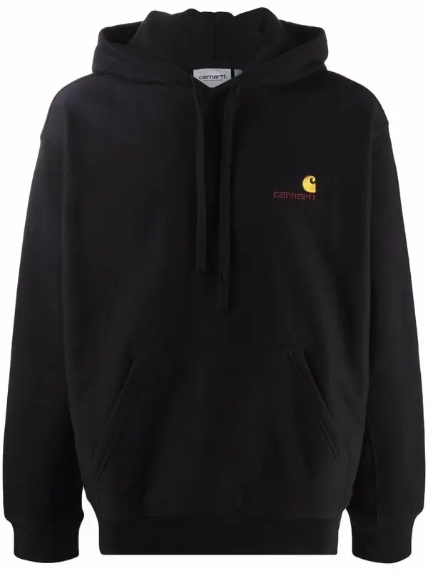 Carhartt Work In Progress Embroidered Logo Cotton Hoodie - Black