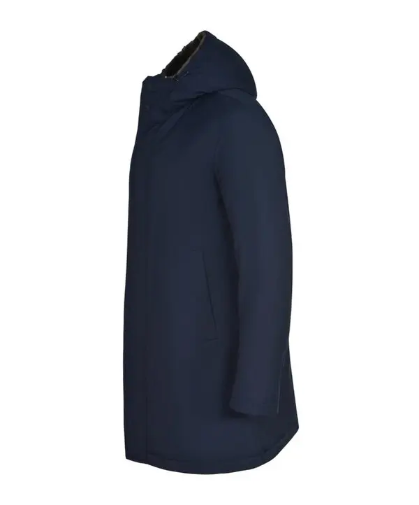 Herno Light Faux Fur Hooded Long Parka - Blue