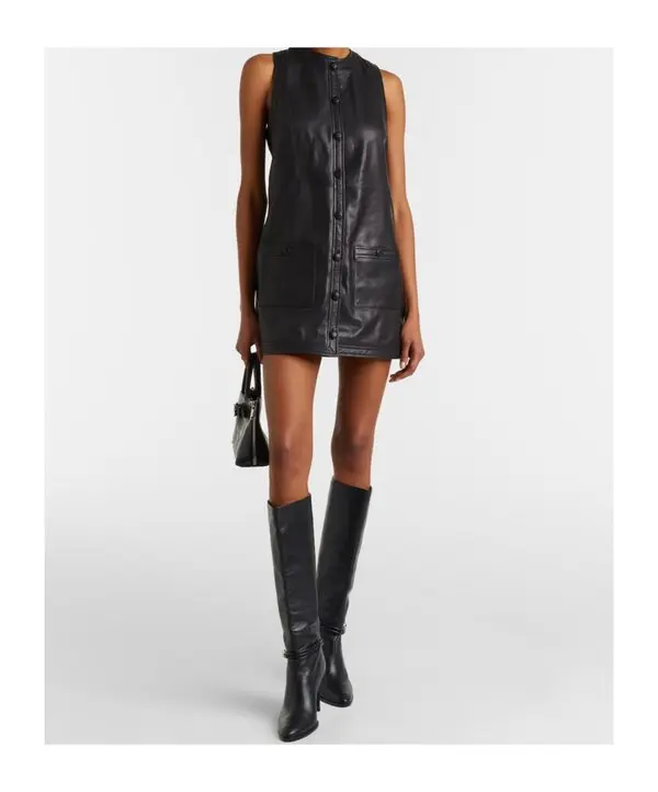 FRAME Leather Shirt Dress