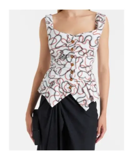 VIVIENNE WESTWOOD Monday Printed Cotton Vest - White