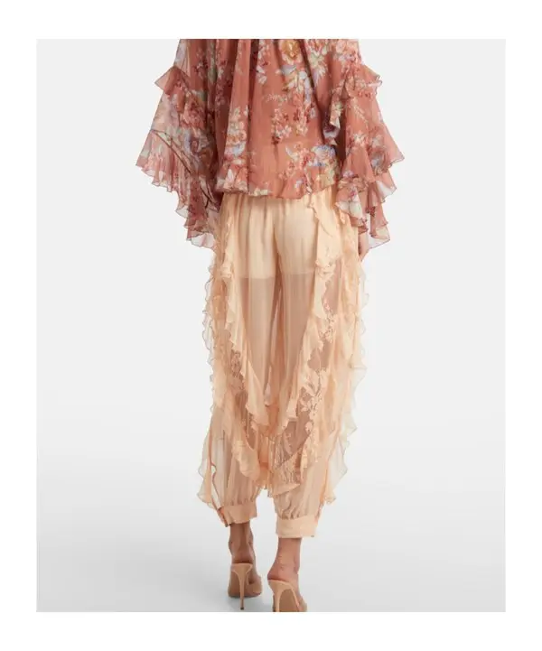 Zimmermann Rebellion Ruffled Silk Wide-leg Pants