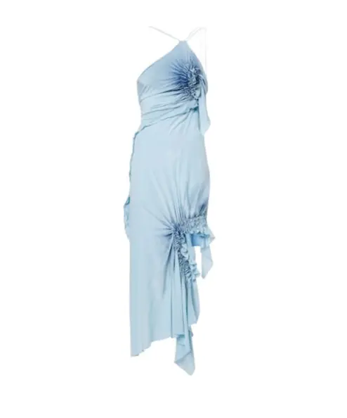 Victoria Beckham Asymmetrical Smocked Silk Cocktail Dress
