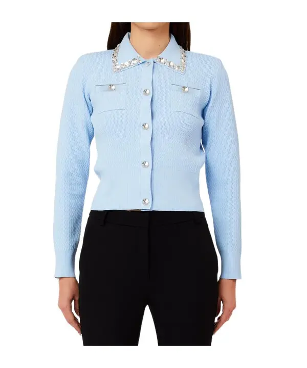 Liu Jo Embellished Collar Knitwear With Button Fastening And Chest Pockets