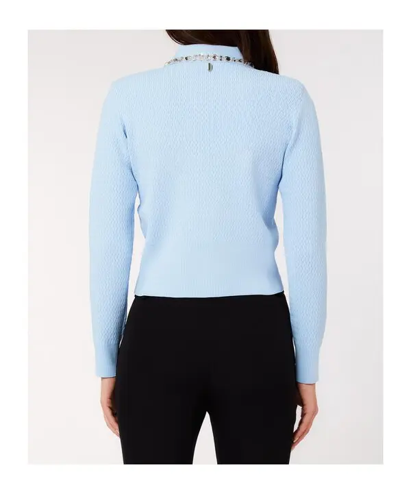 Liu Jo Embellished Collar Knitwear With Button Fastening And Chest Pockets