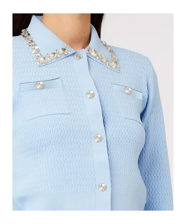 Liu Jo Embellished Collar Knitwear With Button Fastening And Chest Pockets