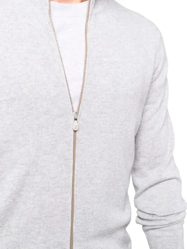Brunello Cucinelli High-neck Zip-up Cardigan - Gray